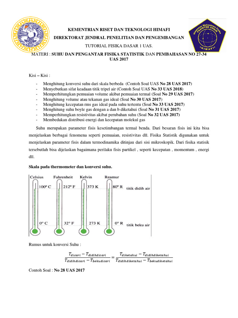 Tutorial Soal UAS Suhu Dan Fistat | PDF
