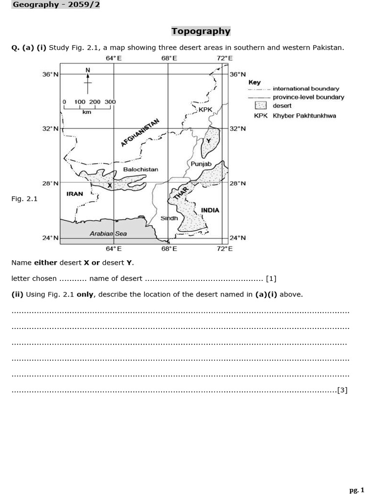 Topography of Pakistan o Level Past Paer | PDF | Geography | Science