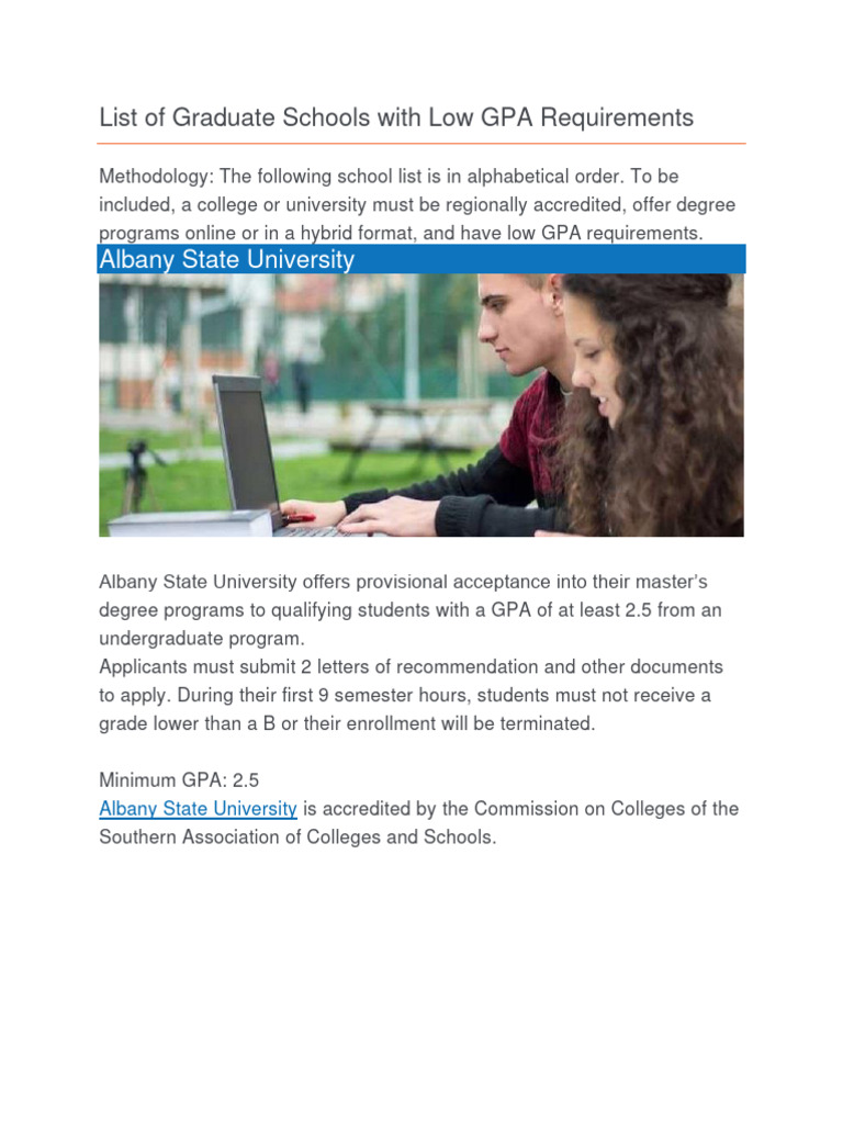 List Of Universities With Low Gpa Pdf University And College