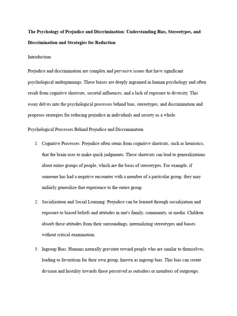 The Psychology of Prejudice and Discrimination | PDF | Prejudices ...