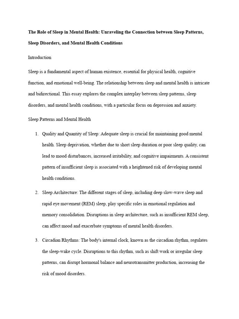 The Role of Sleep in Mental Health | PDF | Sleep Disorder | Sleep