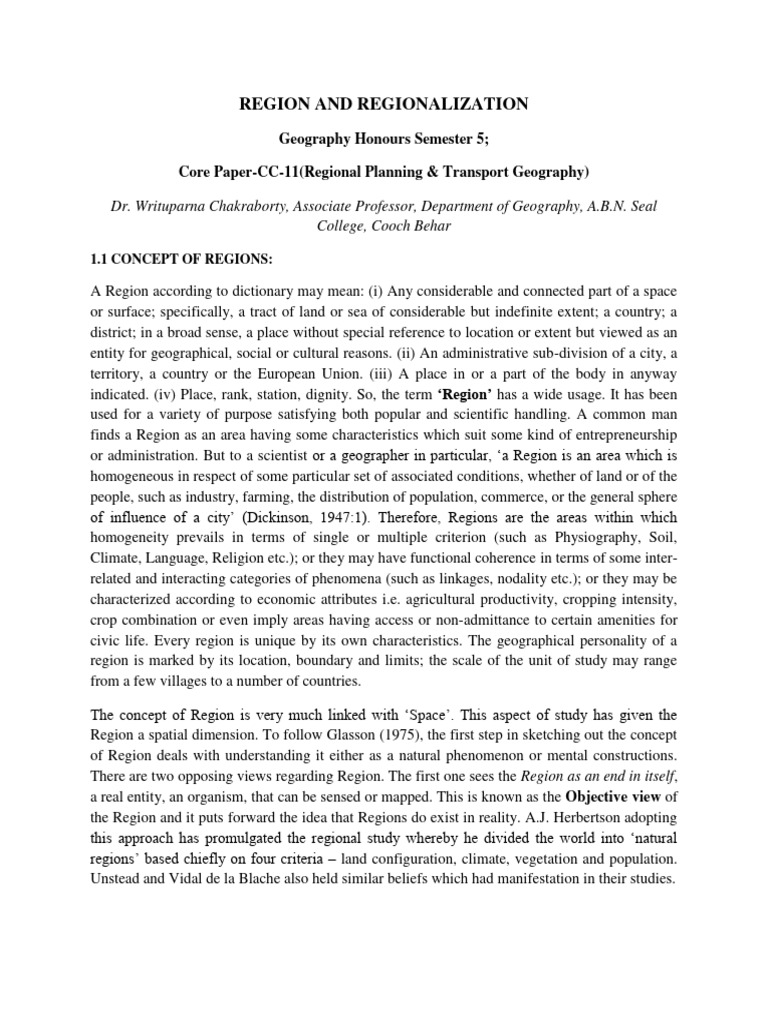 Region and Regionalization | PDF