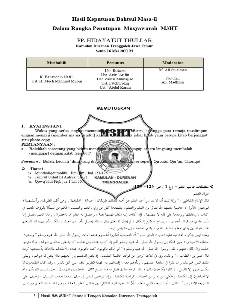Hasil Bahtsu Masa-Il M3HT | PDF