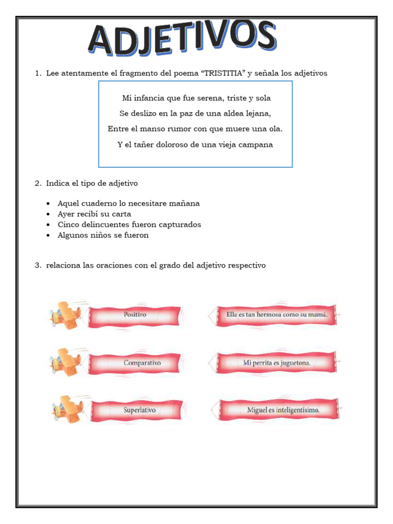 ACTIVIDAD DE ADJETIVOS | PDF