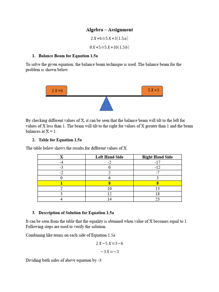Algebra Assignment 2 Pdf Equations Applied Mathematics