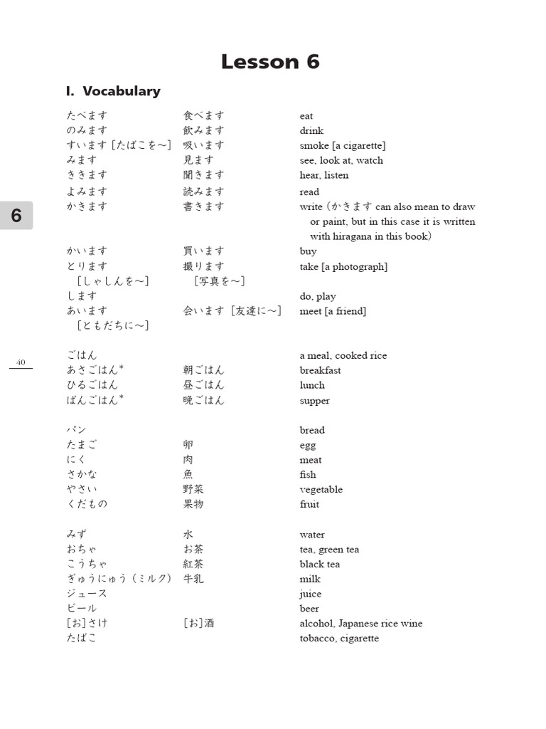 Minna No Nihongo - Lesson 6 - Lesson10 | PDF Minna No Nihongo - Lesson 6 - Lesson10 | PDF