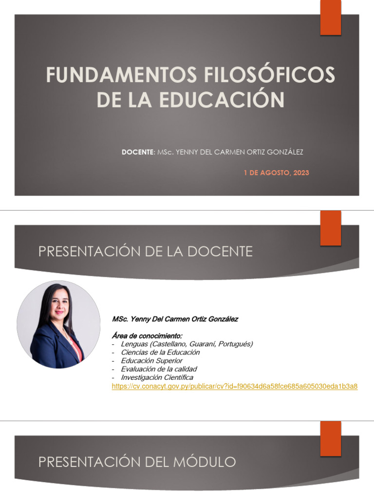 Fundamentos Filosóficos de La Educación - Clase 1 | PDF | Evaluación | Pedagogía