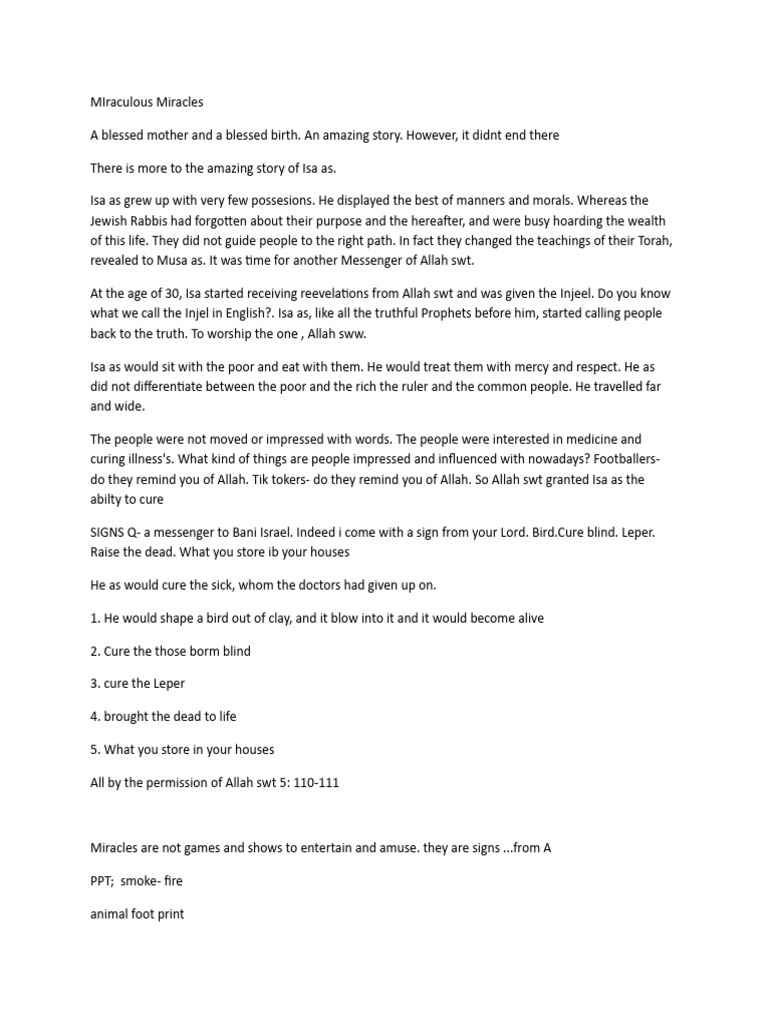 Miraculous Miracles | Download Free PDF | Jesus In Islam | Miracle