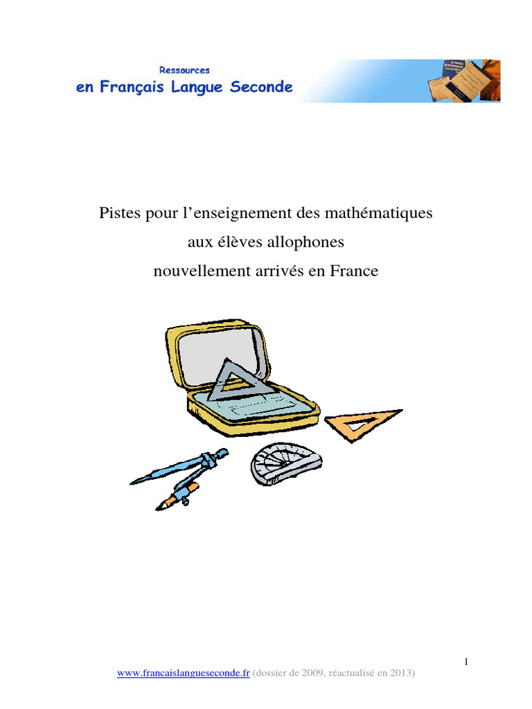 Pistes Pour Enseigner Les Maths Aux Élèves Allophones 20131 | Descargar ...