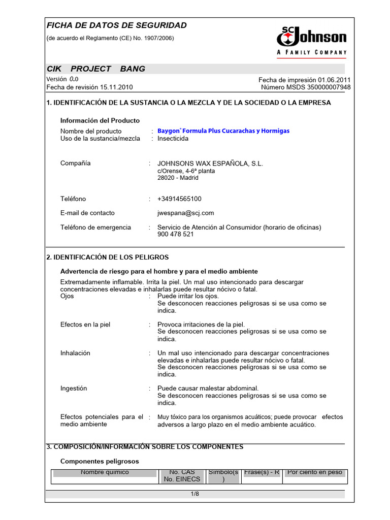 FDS Baygon Formula Plus Cucarachas y Hormigas - 35 - 7948 - Nov10 | PDF | Agua | Acuario