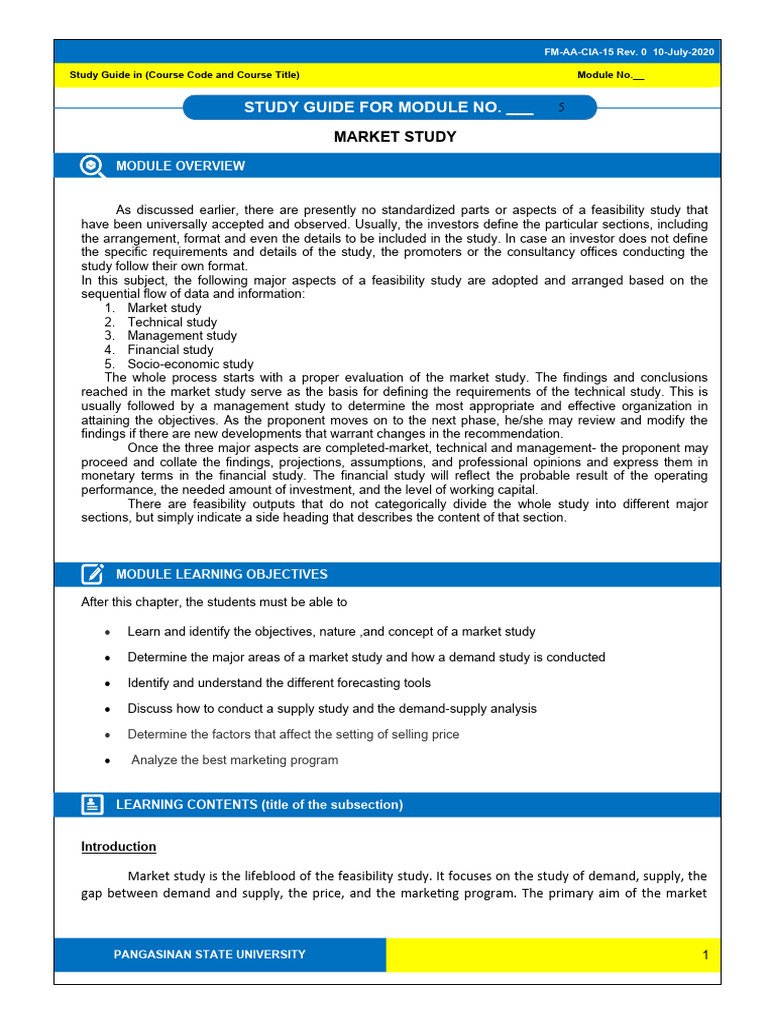 Module 5 Market Study | PDF | Forecasting | Demand