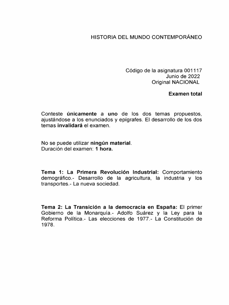 Historia Del Mundo Contemporáneo Jun 22 | PDF