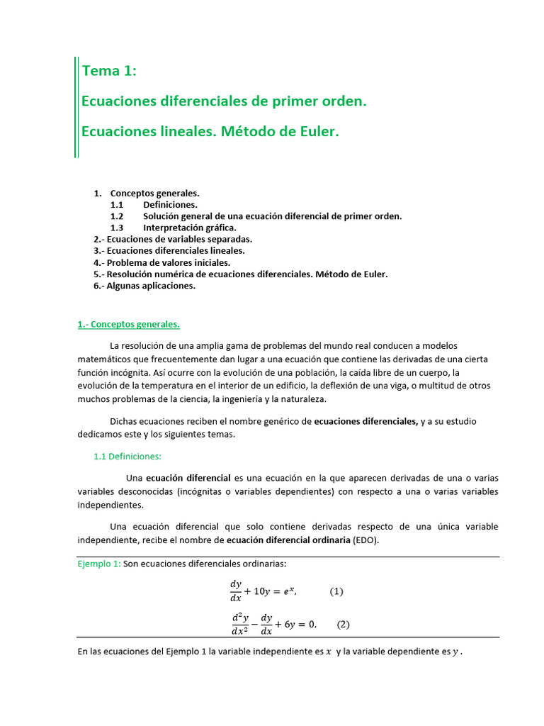 1 Edo Primer Orden | PDF | Ecuaciones | Ecuaciones diferenciales