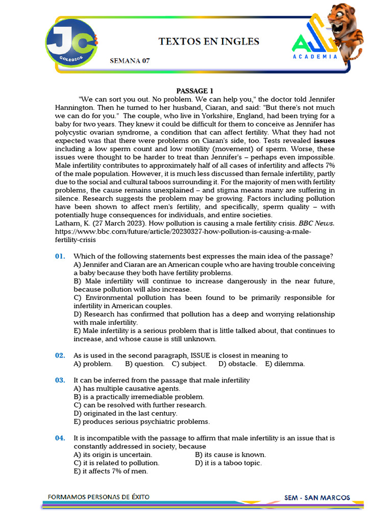 Textos en Ingles Semestral Semana 07 | PDF | Pollination | Infertility