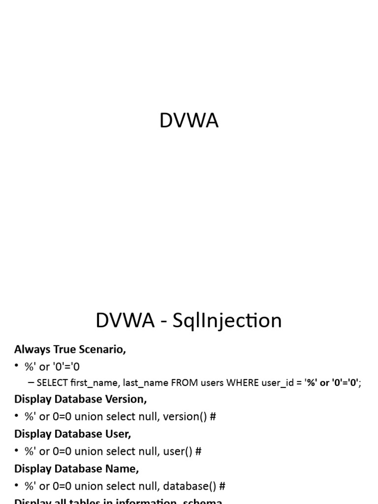 Dvwa Sqlinjection | PDF | Teaching Methods & Materials | Computers