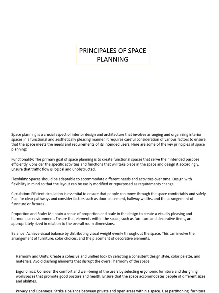 Principales of Space Planning | PDF | Sustainable Design | Design