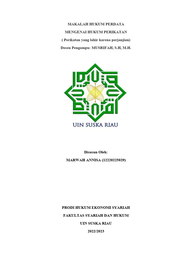 Makalah Hukum Perikatan | PDF