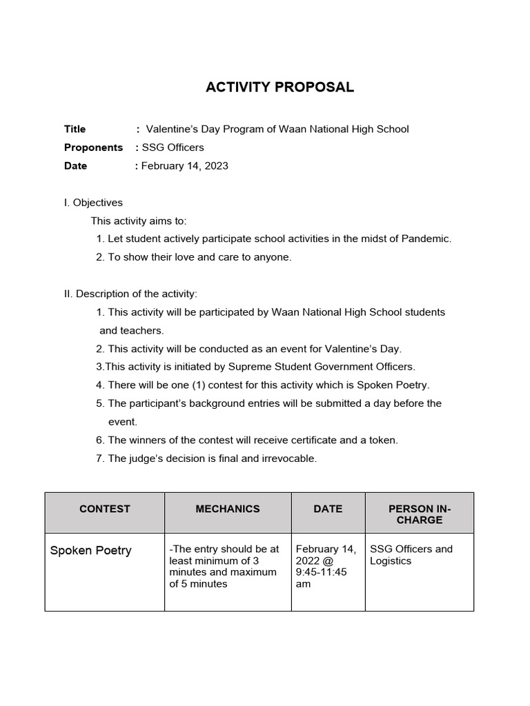 Activity Proposal | PDF