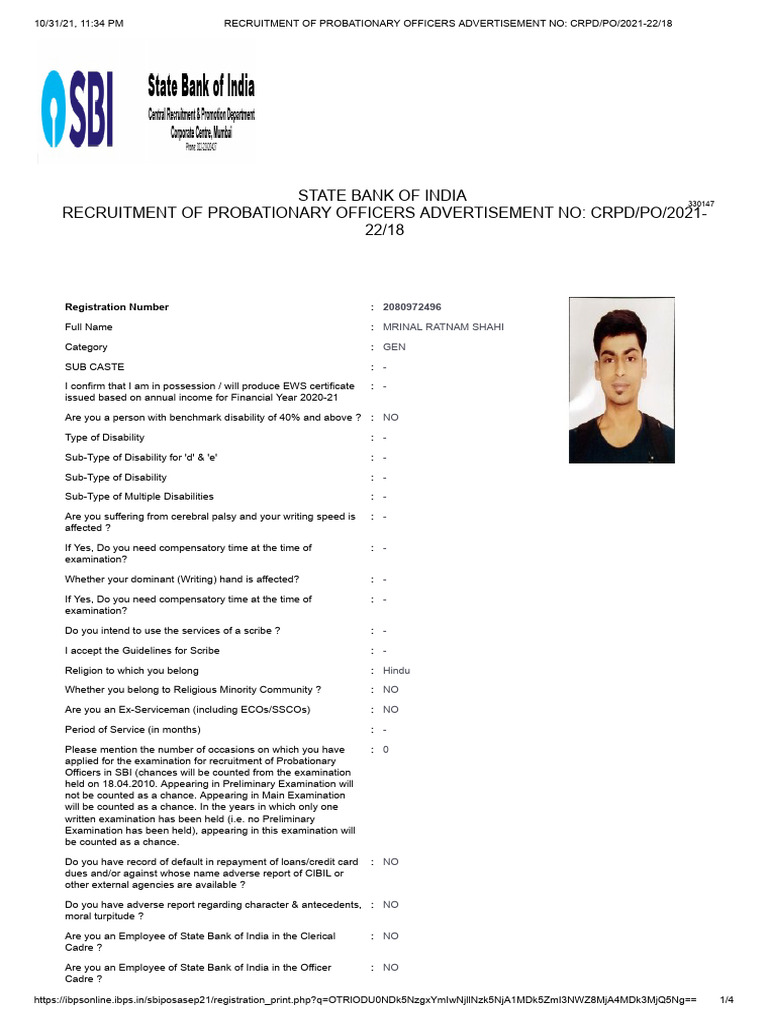 SBI Probationary Officer Recruitment 2021 | PDF