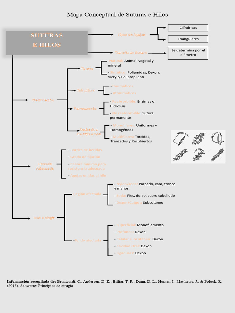 Mapa Conceptual de Suturas e Hilos | PDF | Materiales | Materiales naturales