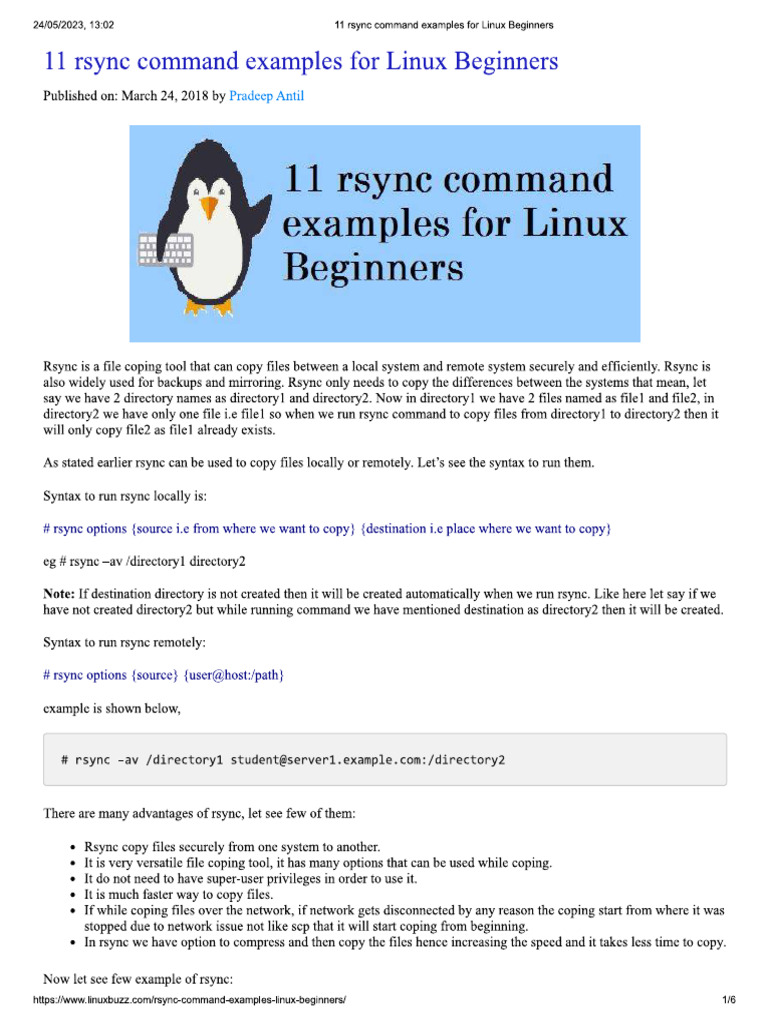 11 Rsync Command Examples For Linux Beginners | PDF