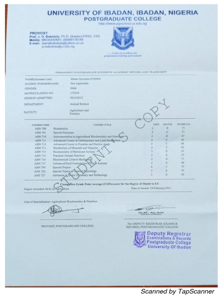 Msc Transcript Pdf