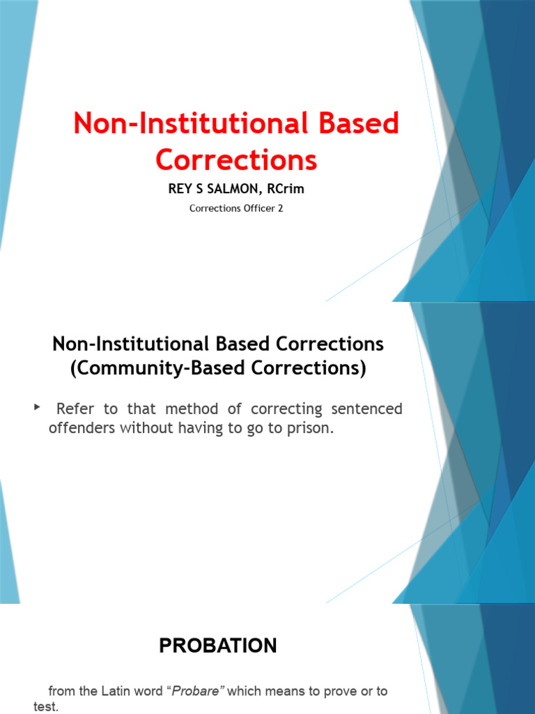 Overview of Non-Institutional Corrections | PDF | Probation | Sentence (Law)