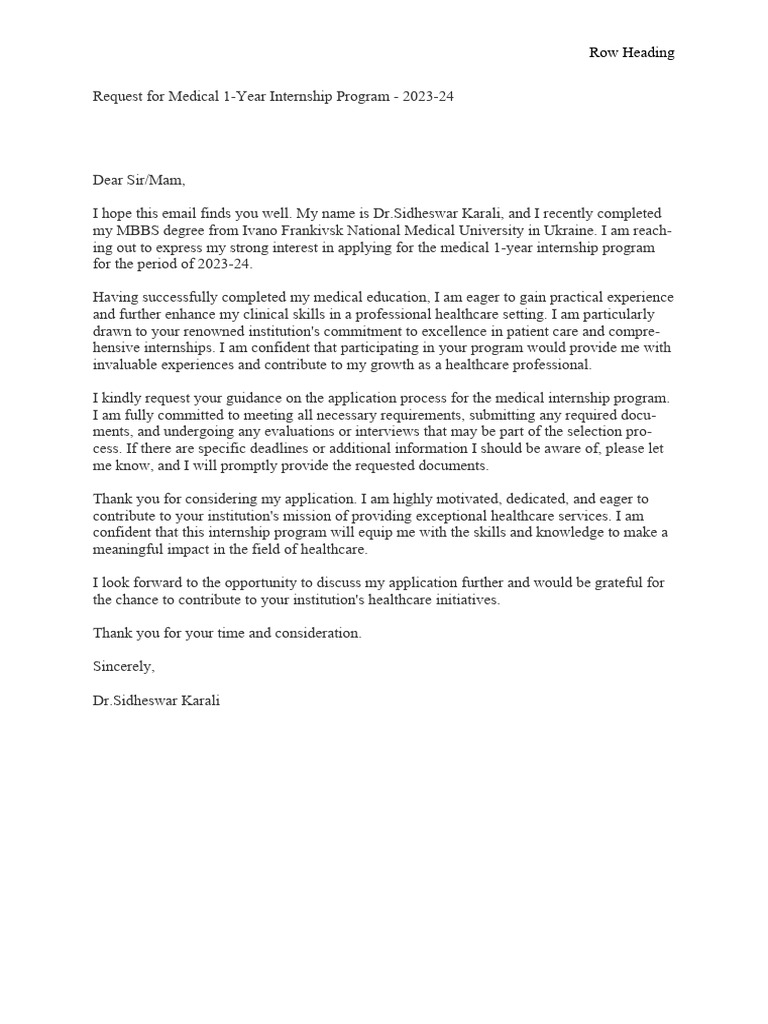 Internship Letter | PDF