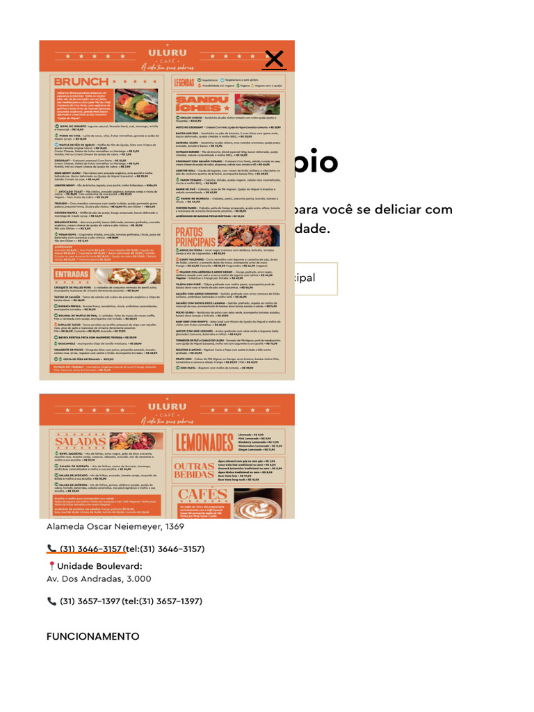 Cardápio Uluru Café | PDF