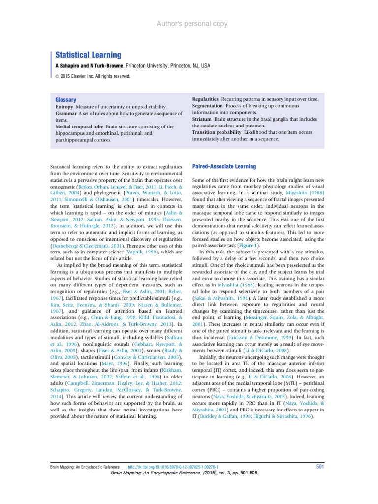 Schapiro BM 2015 | PDF | Memory | Functional Magnetic Resonance Imaging