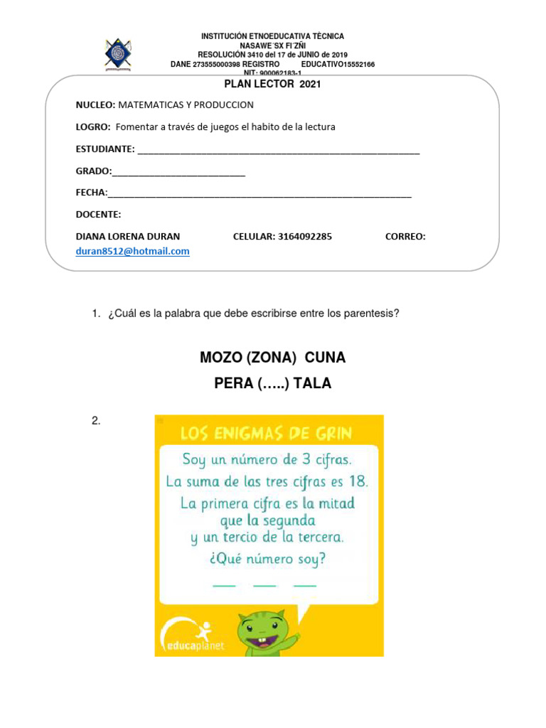 Plan Lector 2021 N 2 Pdf