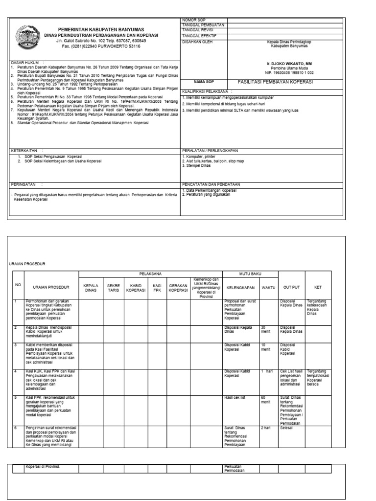 SOP Pembiyaan Koperasi | PDF