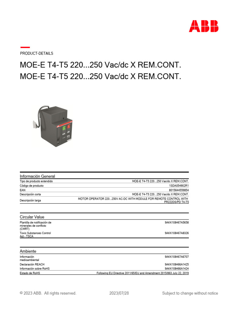 1SDA054902R1 Moe e t4 t5 220 250 Vac DC X Rem Cont | PDF 1SDA054902R1 Moe e t4 t5 220 250 Vac DC X Rem Cont | PDF