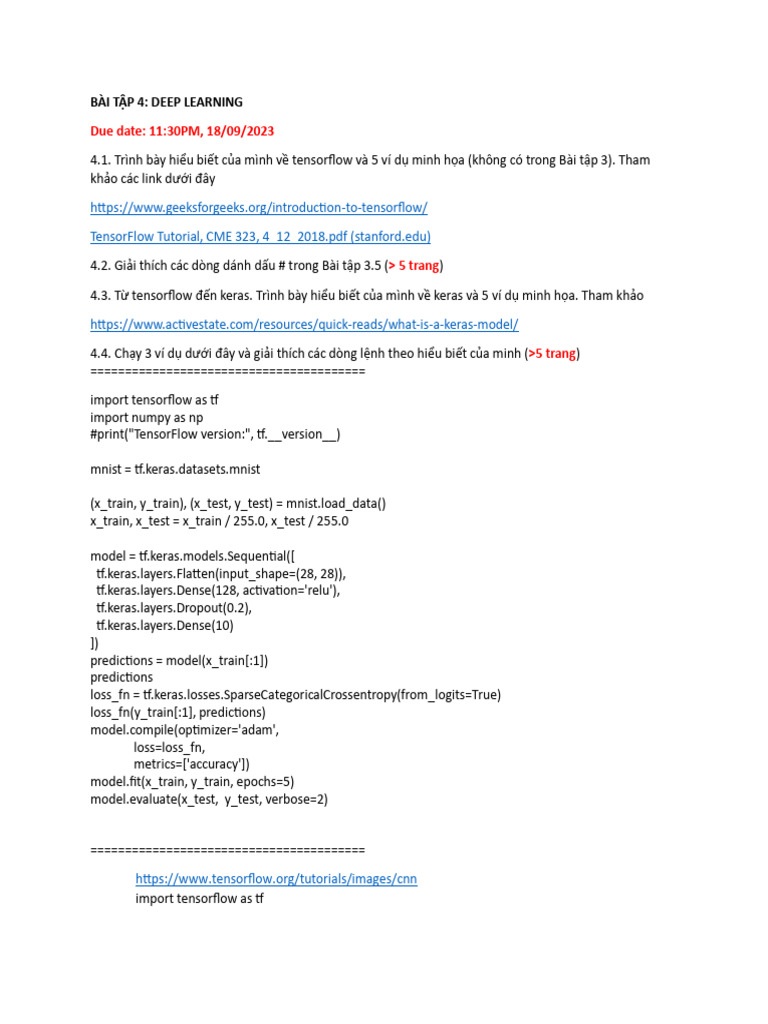 Baitap 4 DeepLearning Keras | PDF