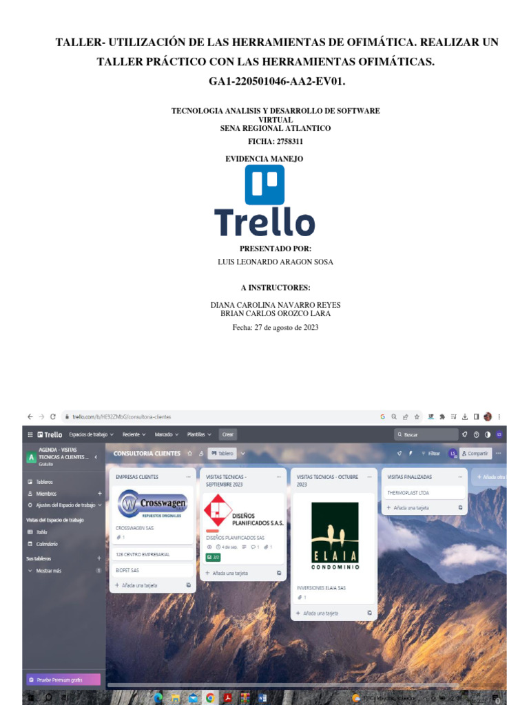 Taller - Utilización de Las Herramientas de Ofimática. Realizar Un Taller Práctico Con Las ...