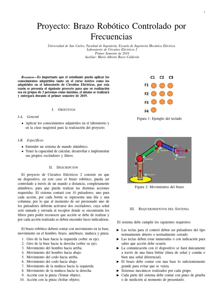 Proyecto de C2 1S2019 | PDF | Filtro electronico | Control remoto