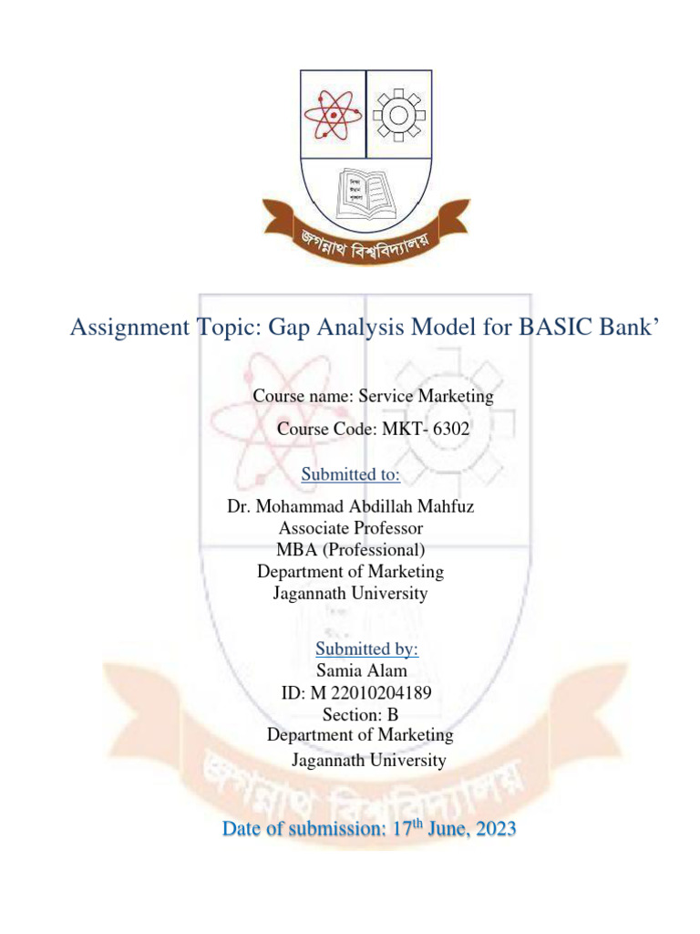 Gap Analysis Model Assignment | PDF | Banks | Marketing Communications