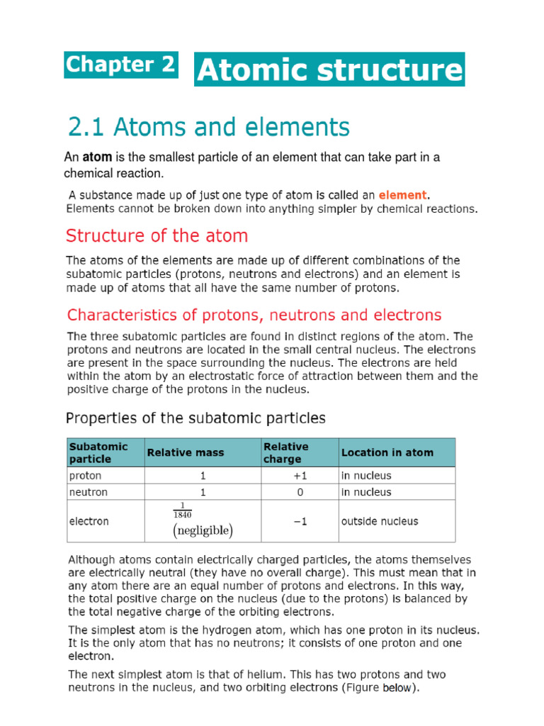 Igcse Chem 2 Atomic Structure Pdf