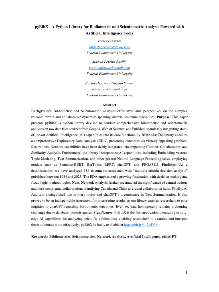 Pybibx - A Python Library For Bibliometric and Scientometric Analysis ...