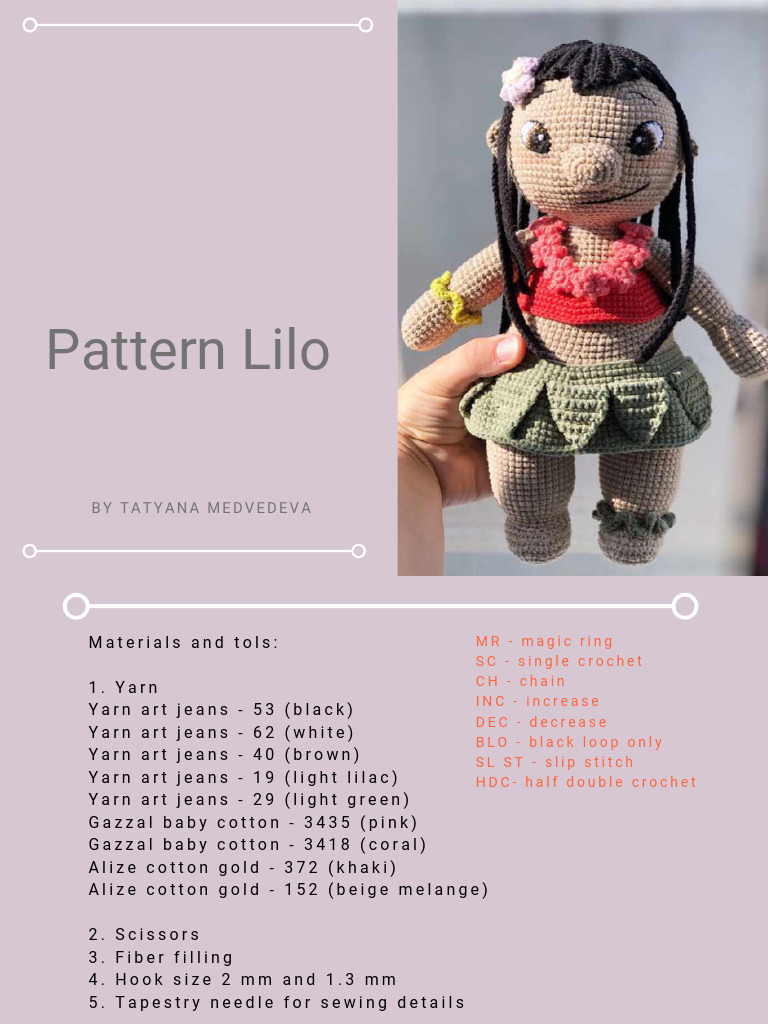 Pattern Lilo: by Tatyana Medvedeva | Download Free PDF | Yarn | Crochet