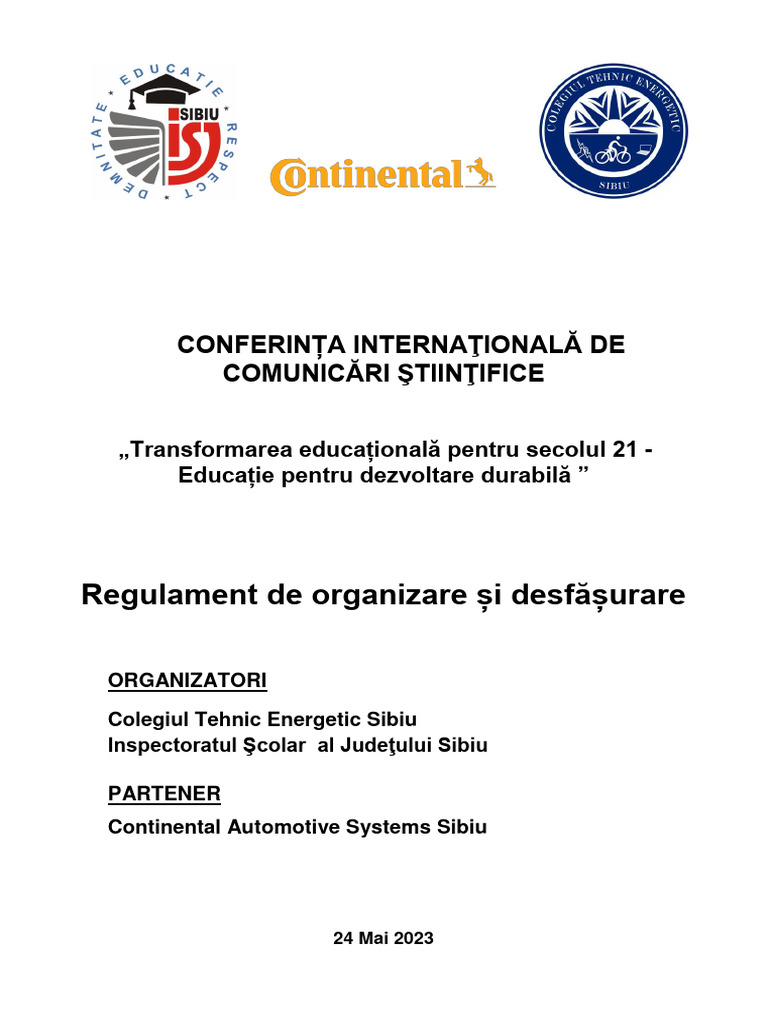 2023 Regulament Conferinta | PDF