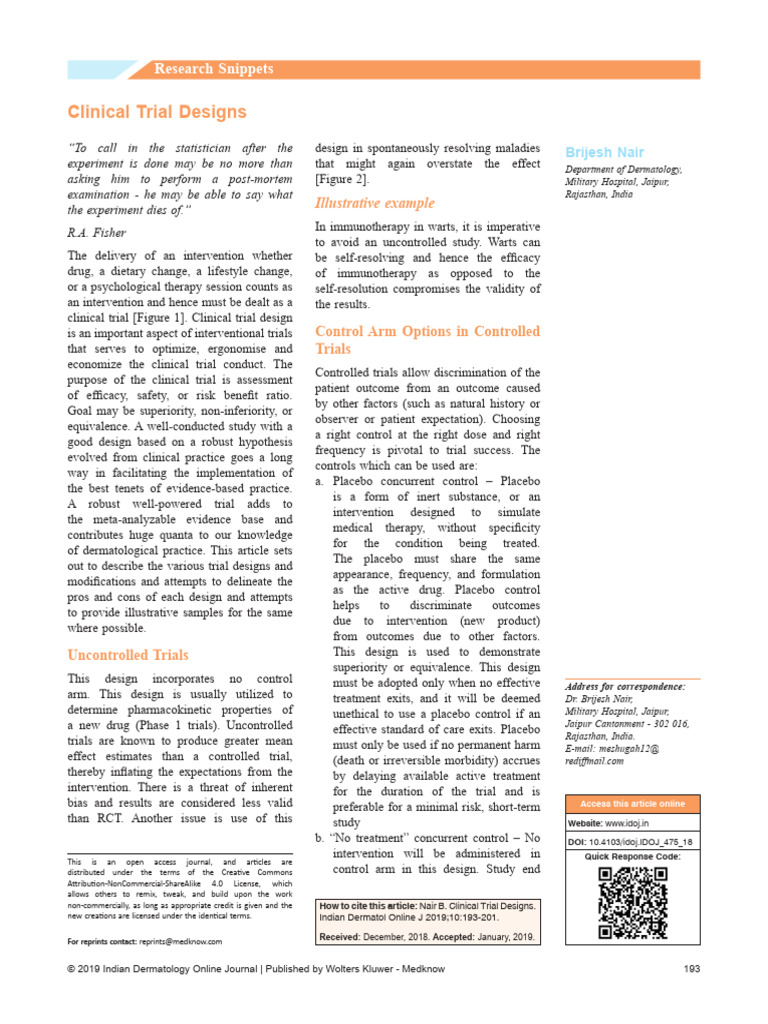 Clinical Trial Designs | PDF