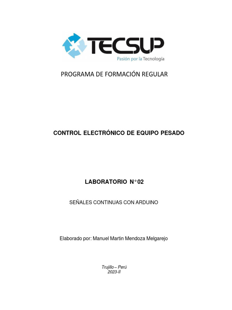 Laboratorio 02 Señales Continuas Con Arduino | PDF | Arduino | Electrónica