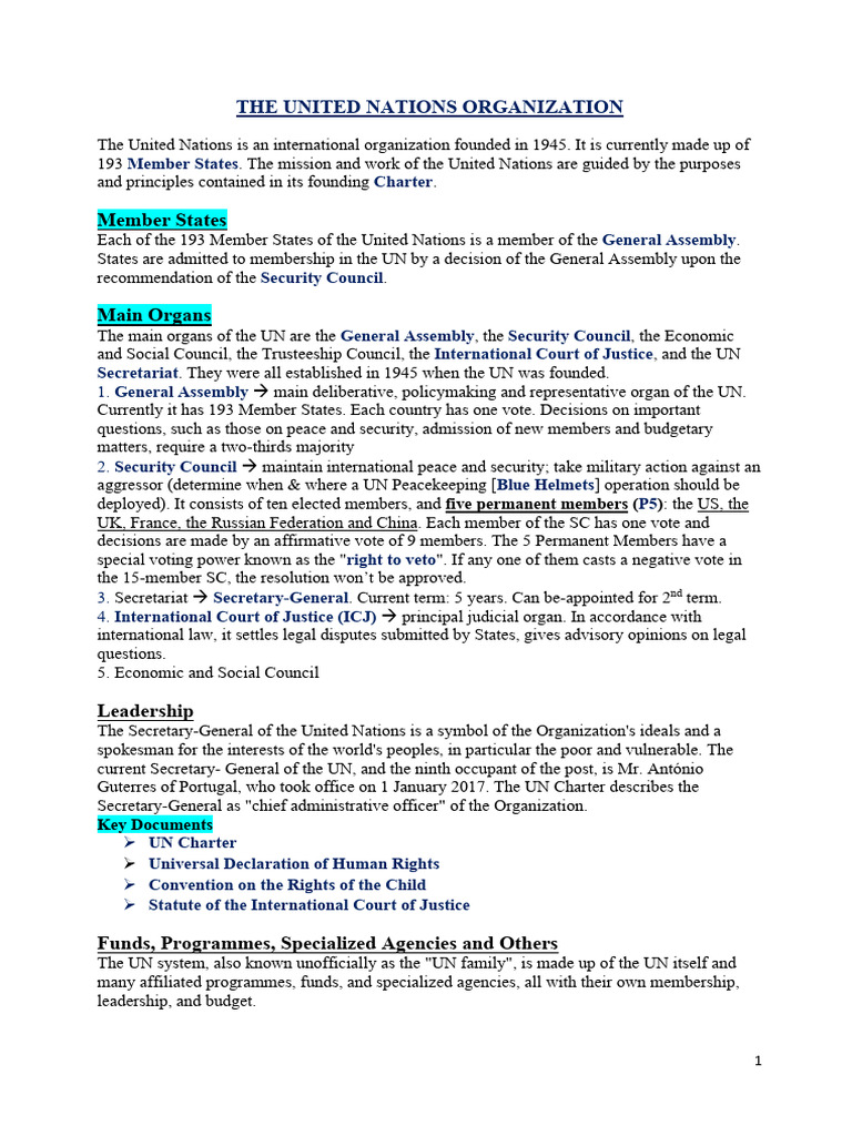 Overview of the United Nations Structure | PDF | United Nations ...