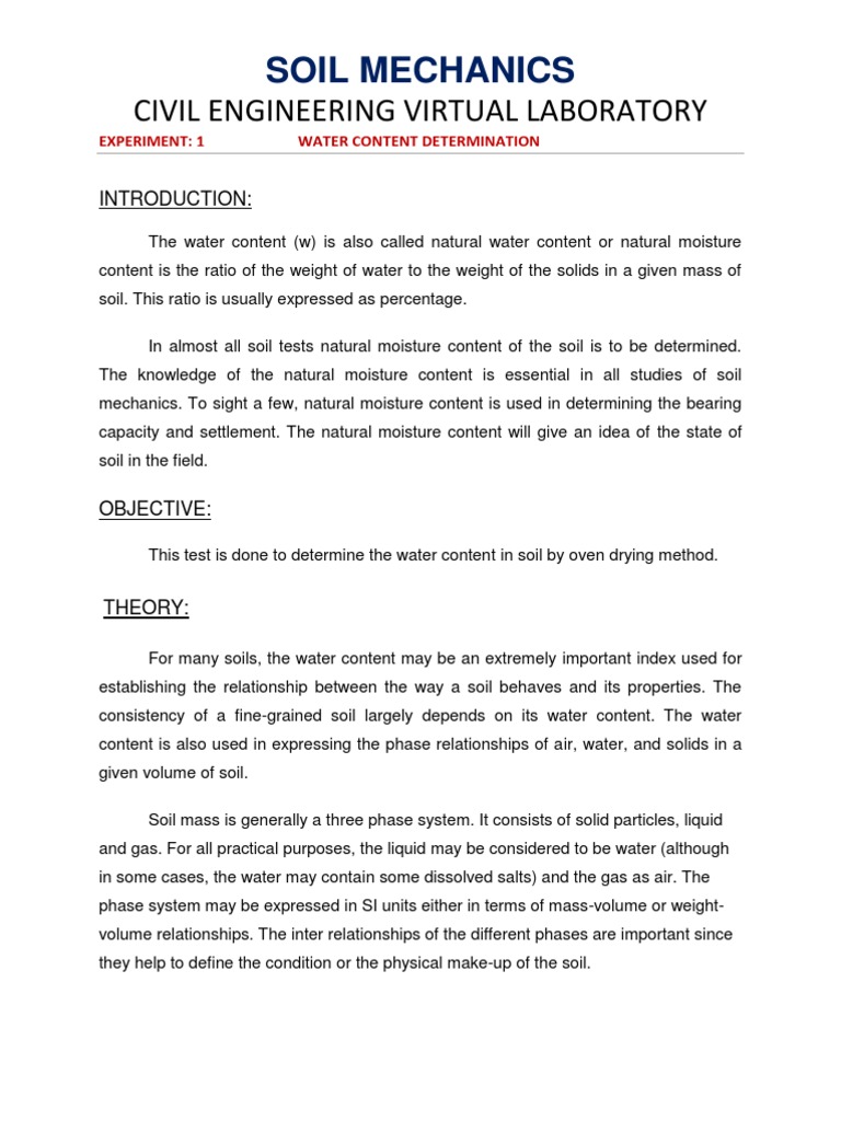 Sample Virtual Lab Format Pdf Soil Mechanics Soil