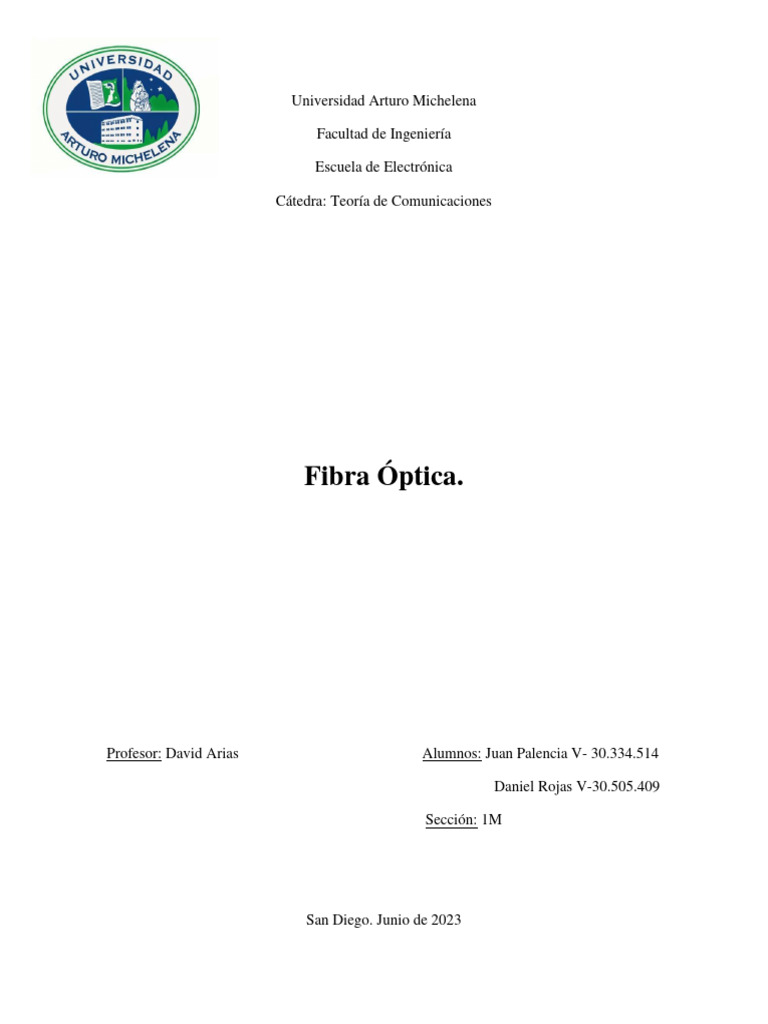 Fibra Optica Teoria de Comunicaciones II (Juan Palencia y Daniel Rojas) - 1 | Descargar gratis ...