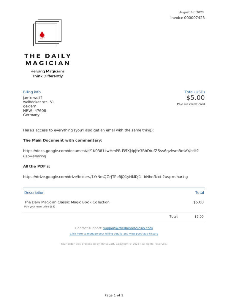 The Daily Magician - Invoice 000007423 | PDF