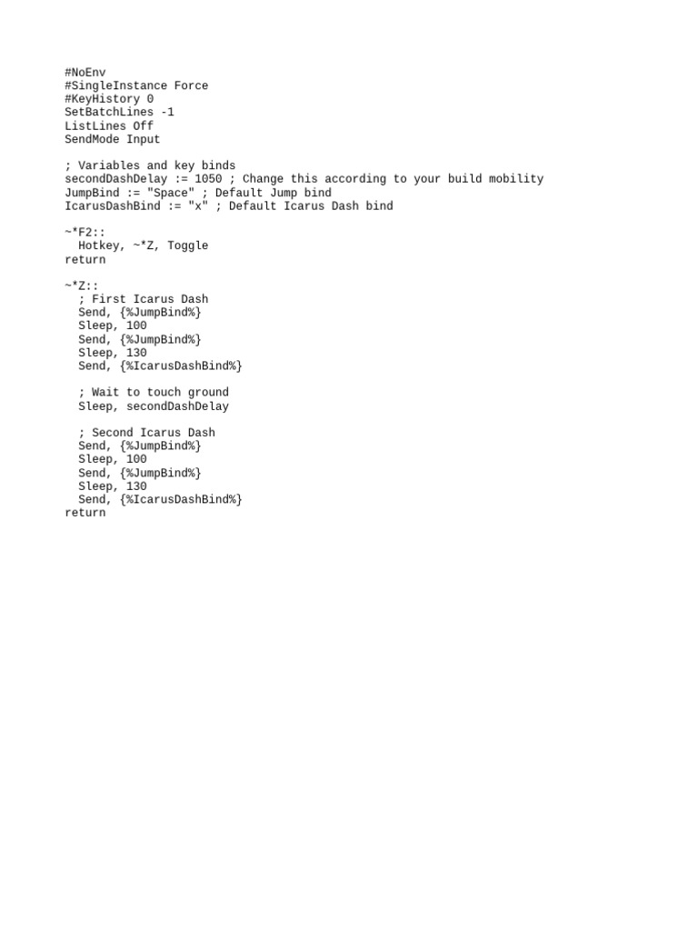 AutoHotkey Script for Icarus Dash | PDF