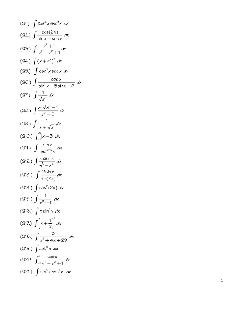 100 Integrals | PDF