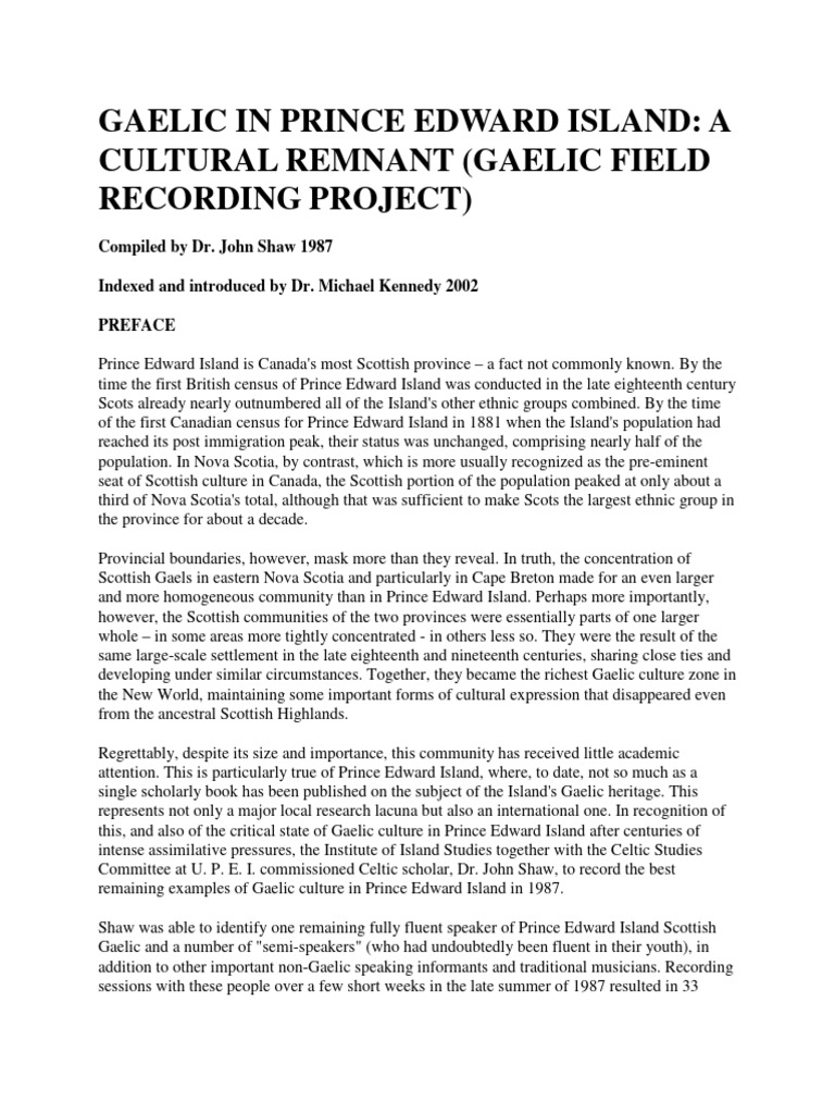 Gaelic in Prince Edward Island | PDF | Gaels | Scotland